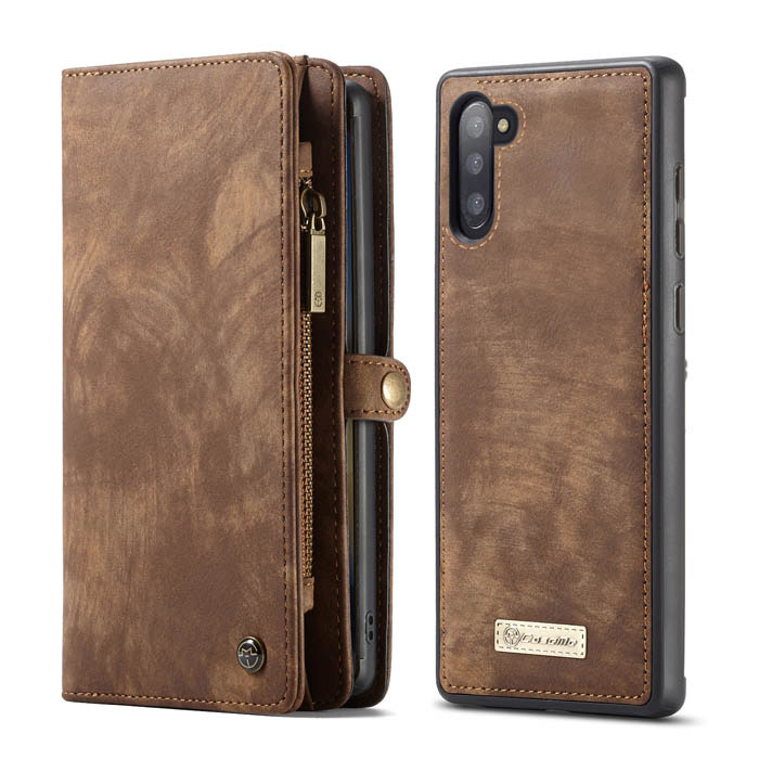 CaseMe Samsung Galaxy Note 10 Zipper Wallet Detachable Case Coffee